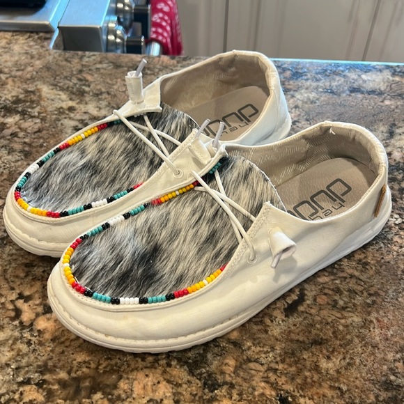 Hey Dude | Shoes | Customs Made Cowhide Beaded Hey Dudes Like New ...